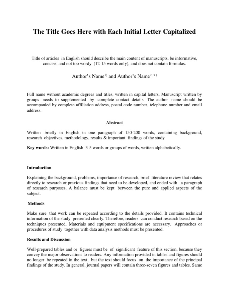 The Title Goes Here With Each Initial Letter Capitalized: Author's Name ...