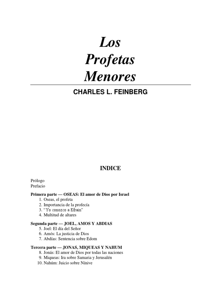Los Profetas Menores Pdf Profeta Doce Profetas Menores