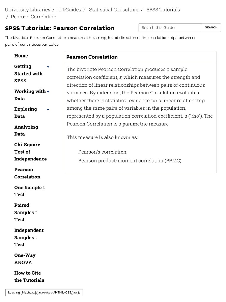Pearson Correlation - SPSS Tutorials - LibGuides at Kent State University | PDF | Correlation ...
