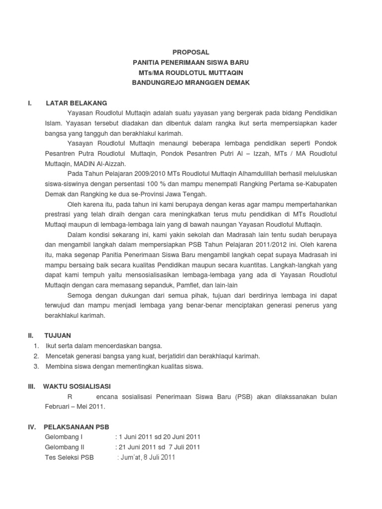 Contoh Proposal PPDB | PDF