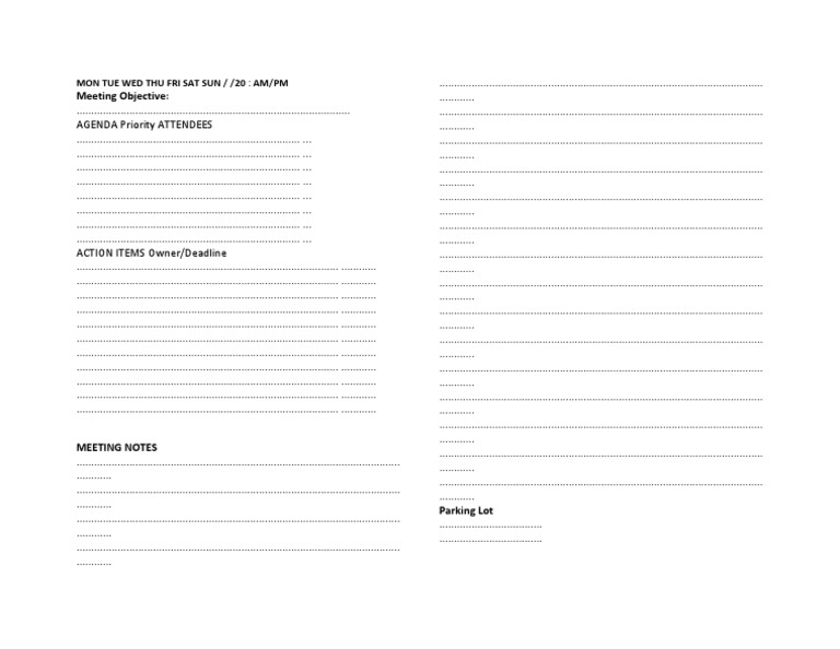 Meeting Objectives and Agenda Template | PDF