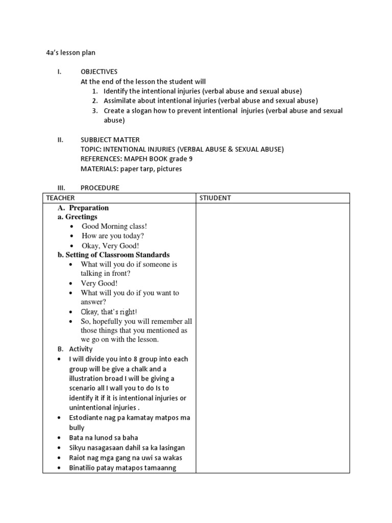 Health Lesson Plan | PDF | Sexual Assault | Sexual Intercourse