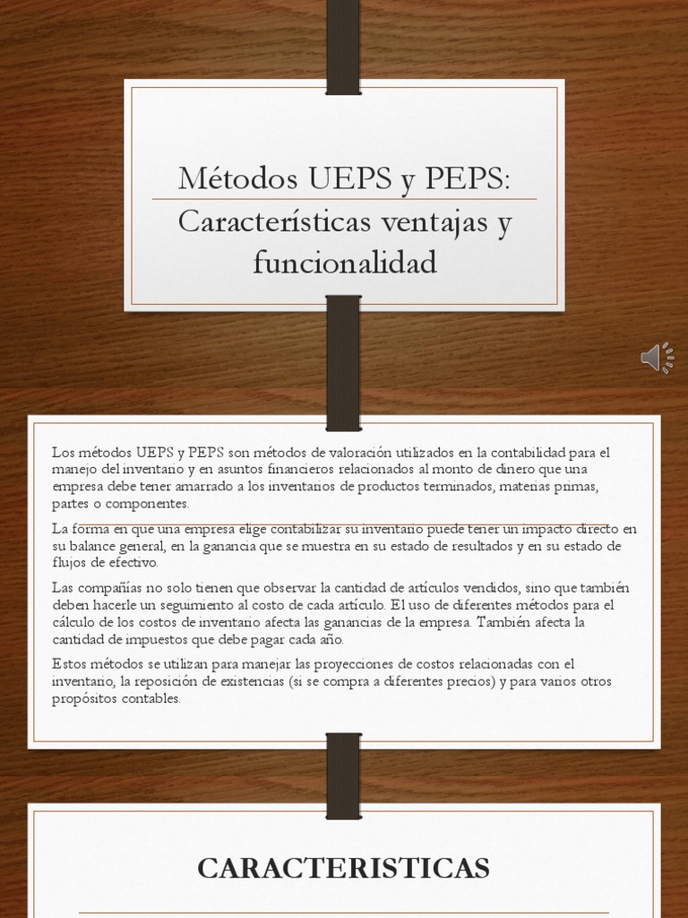 Métodos UEPS y PEPS PRESENTACION POWER POINT | PDF | Inventario | Impuesto sobre la renta