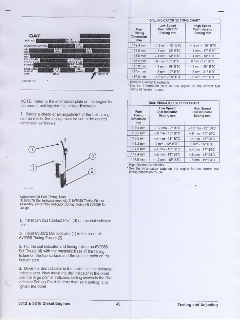 CAT 3616 Fuel Timing Dimension | PDF | Rotating Machines | Engines