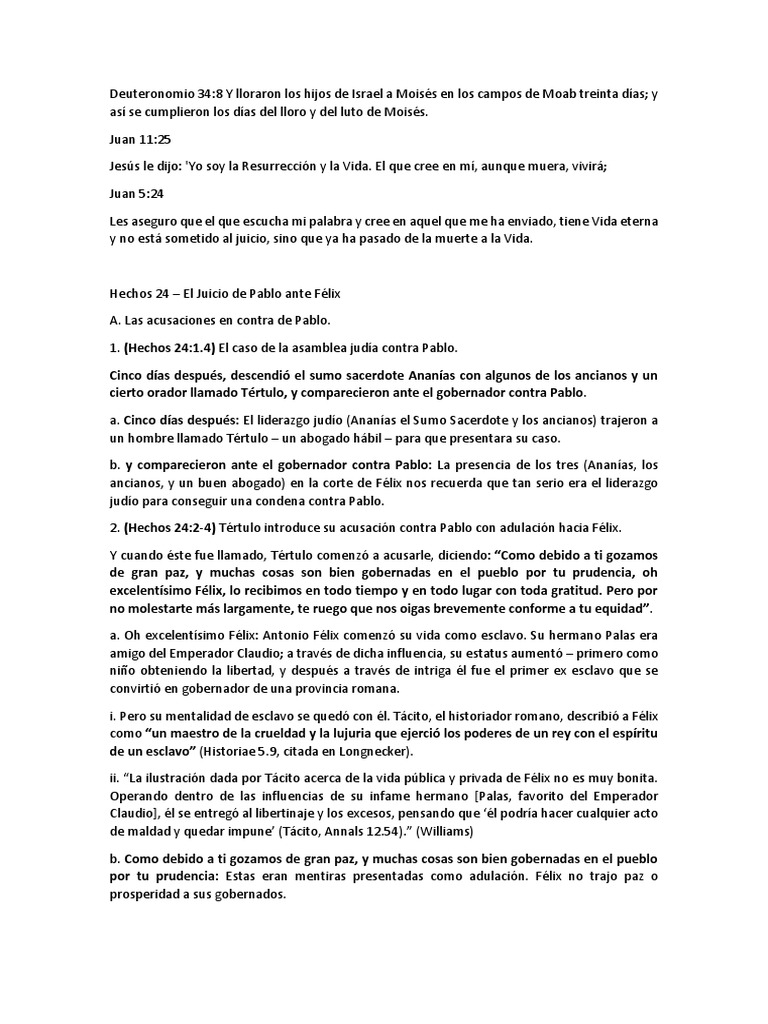 Defensa de Pablo ante Félix en Hechos 24 | PDF | Pablo el apóstol | Moisés