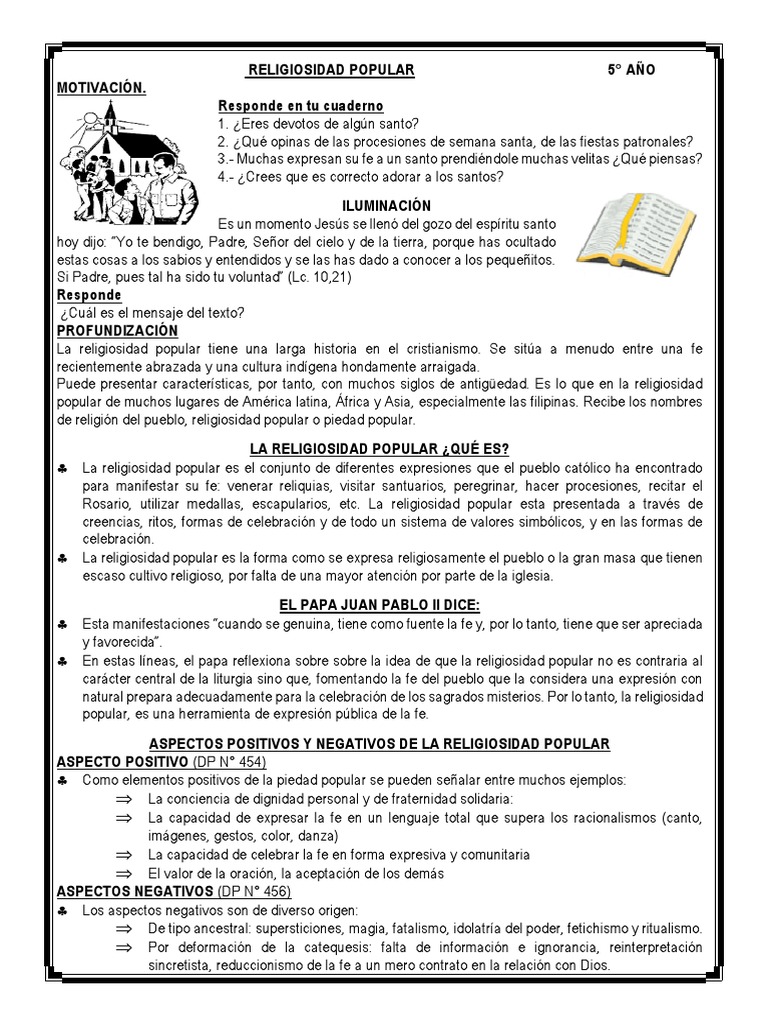 Religiosidad Popular: Definición y Ejemplos | PDF | Iglesia Católica | Fe