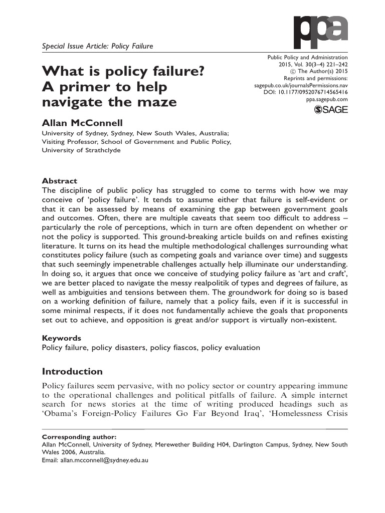 What Is Policy Failure PDF | PDF | Policy | Failure