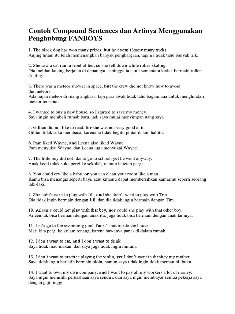 Contoh Compound Sentences | PDF