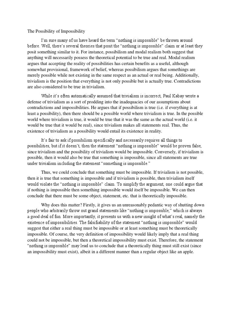 The Possibility of Impossibility | Download Free PDF | Reality ...