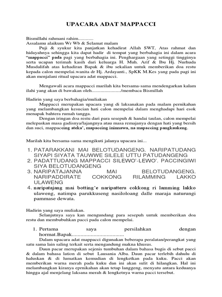 Upacara Adat Mappacci | PDF