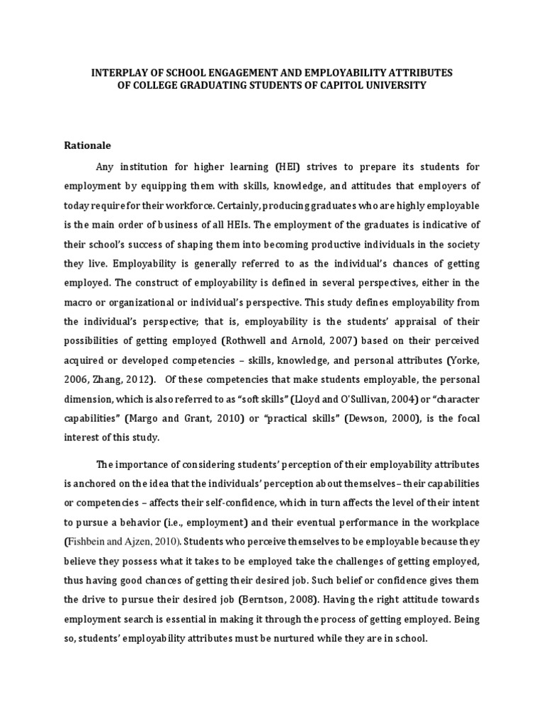 School Engagement and Employability Insights | PDF | Psychological ...