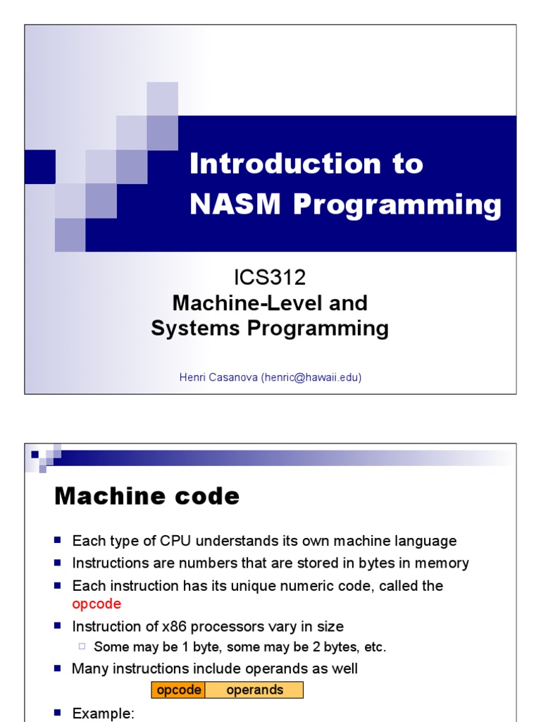 Ics312 Nasm First Program Pdf Assembly Language Computer Data