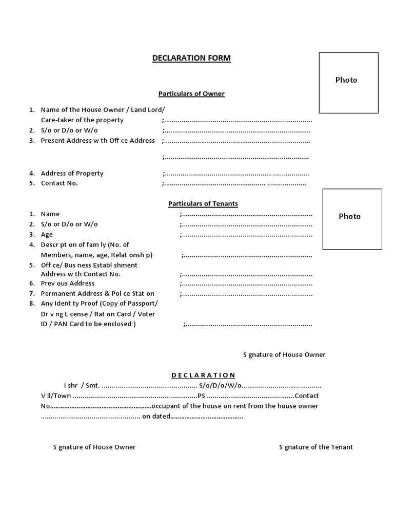 Tenant Declaration Form | PDF | Leasehold Estate | Government And ...