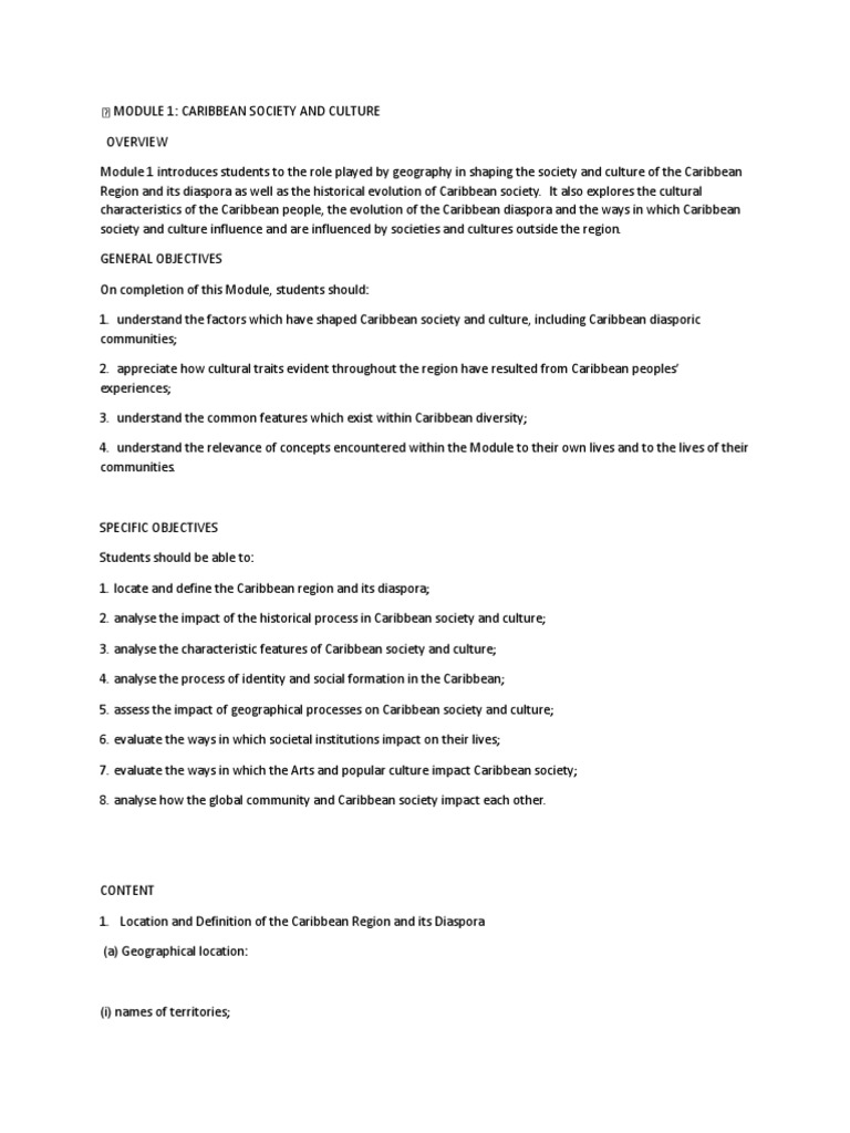 Caribbean Studies Syllabus | PDF | Caribbean | Cultural Diversity