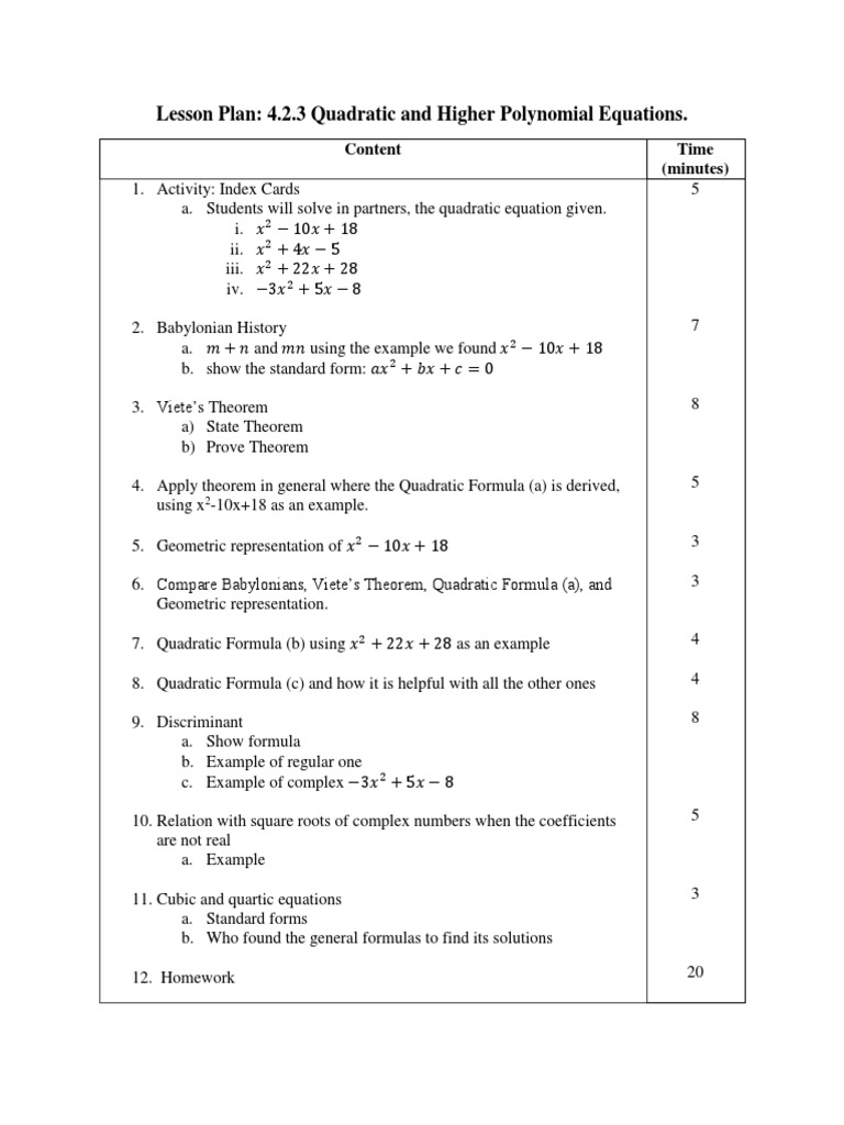 Quadratic and Higher Polynomial Equations | PDF