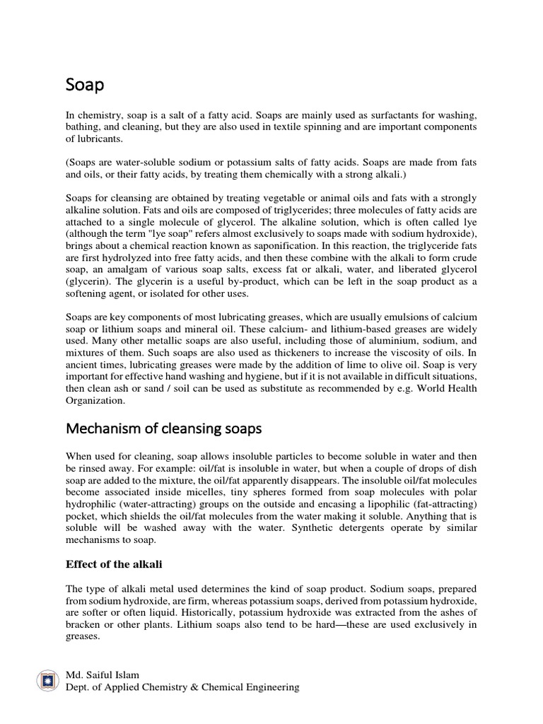 Soap Preparation | PDF | Soap | Chemical Compounds