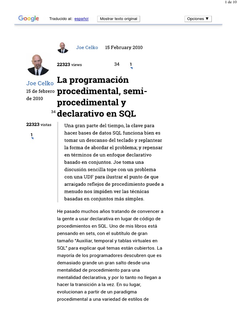 La Programación Procedimental, Semi-Procedimental y Declarativo en SQL ...