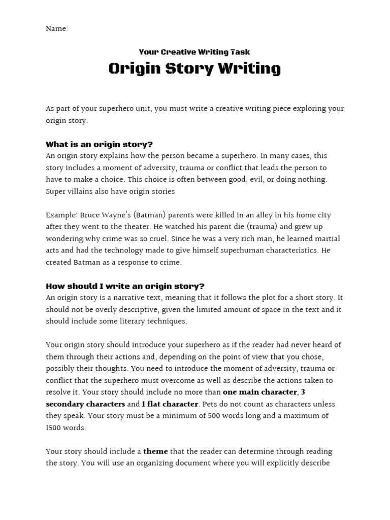 Origin Story Instruction | PDF | Batman | Narration