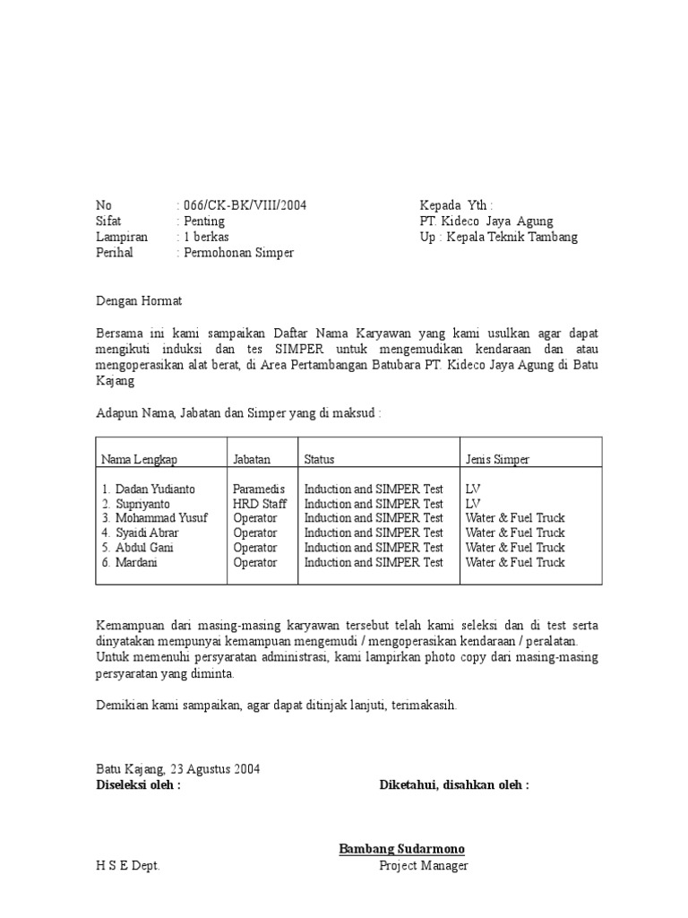 20040816-0065 Permohonan SIMPER | PDF