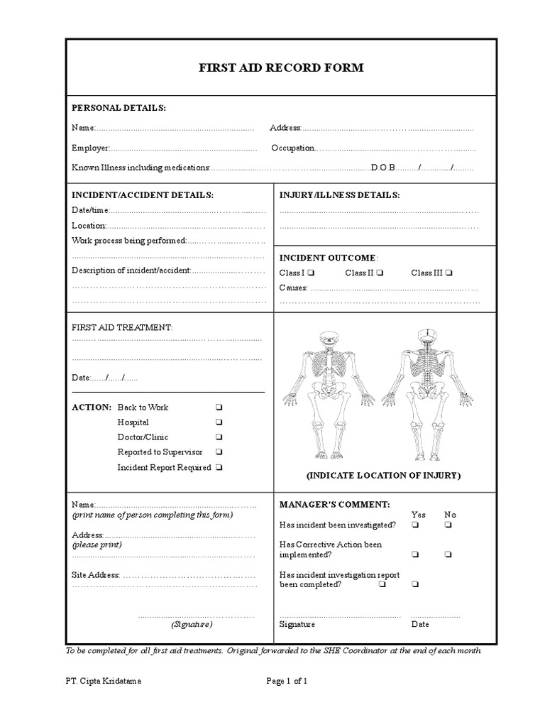 First Aid Incident Report Template Free First Aid Incident Report