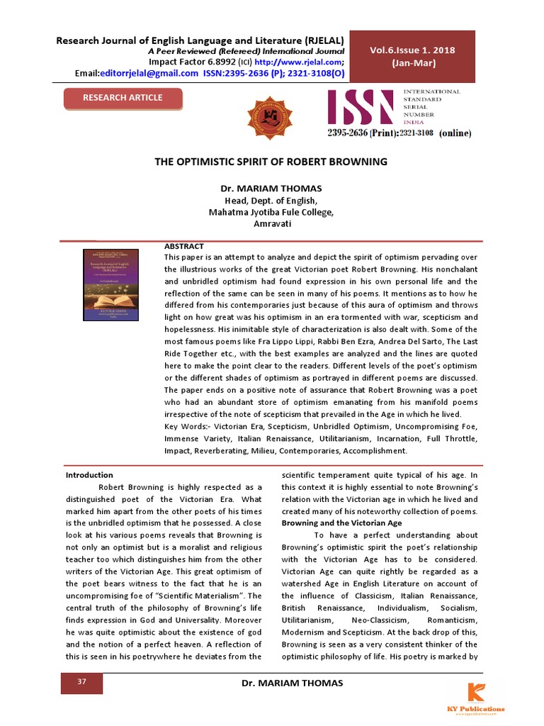 Optimistic Spirit in Browning | PDF | Optimism | English Literature
