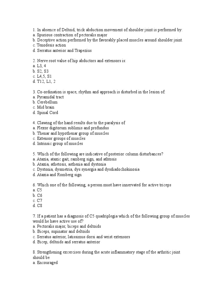 MPT Question Paper | PDF | Shoulder | Elbow