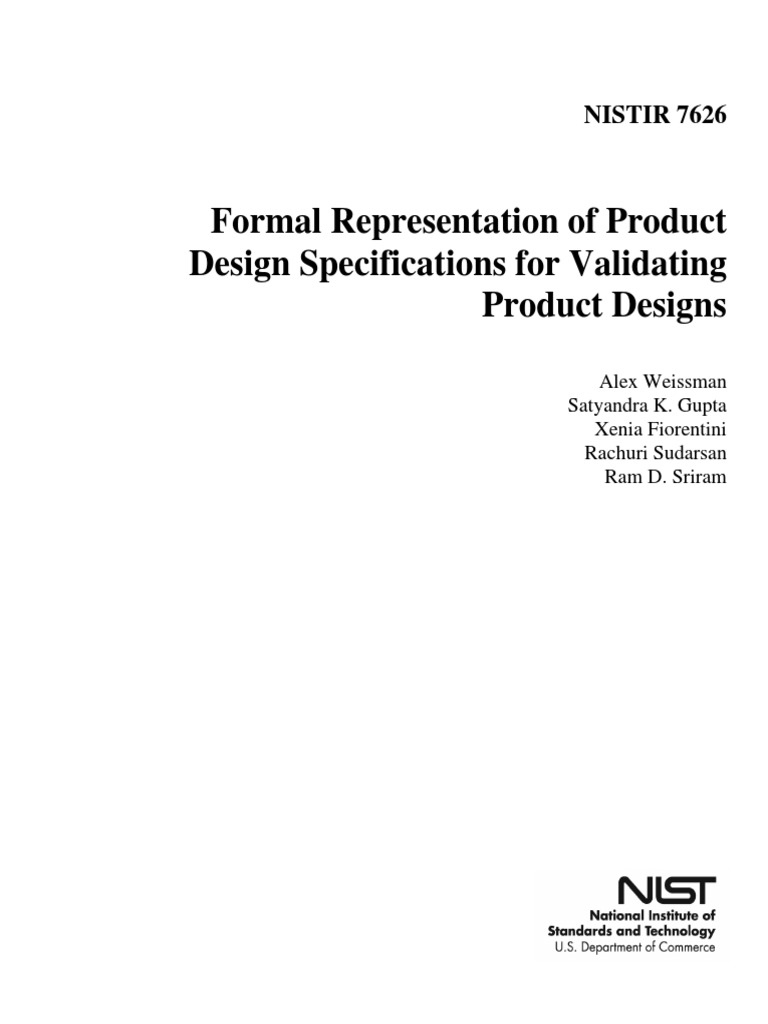 Formal Representation of Product Design Specifications For Validating ...