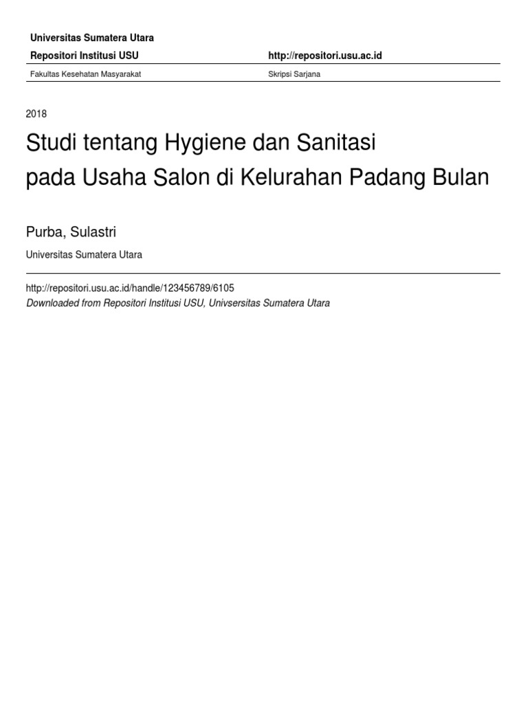 Studi Tentang Hygiene Dan Sanitasi Pada Usaha Salon Di Kelurahan Padang ...