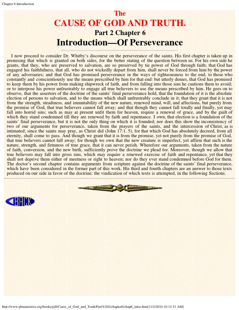 Chapter 6 Introduction | PDF | Perseverance Of The Saints | Grace In ...