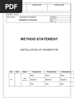 Method Statement For Installation of Diesel Generator Set - Safe Work Method of Statement | PDF ...