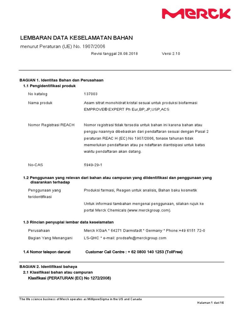 Msds - Asam Sulfat (H2so4) | PDF