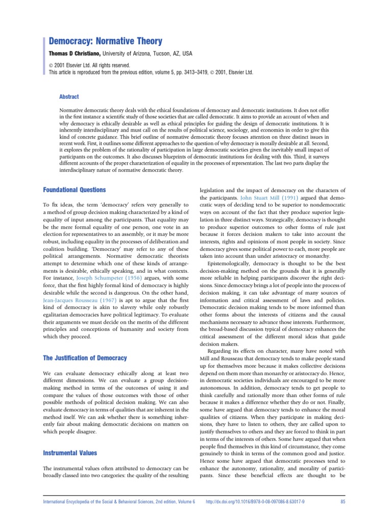 Democracy Normative Theory 2015 | PDF | Citizenship | Democracy