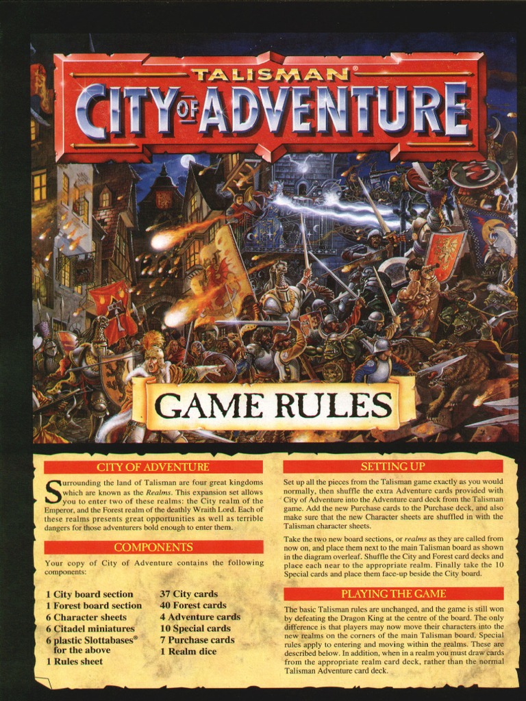 Talisman 3rd Edition - City of Adventure - Rules