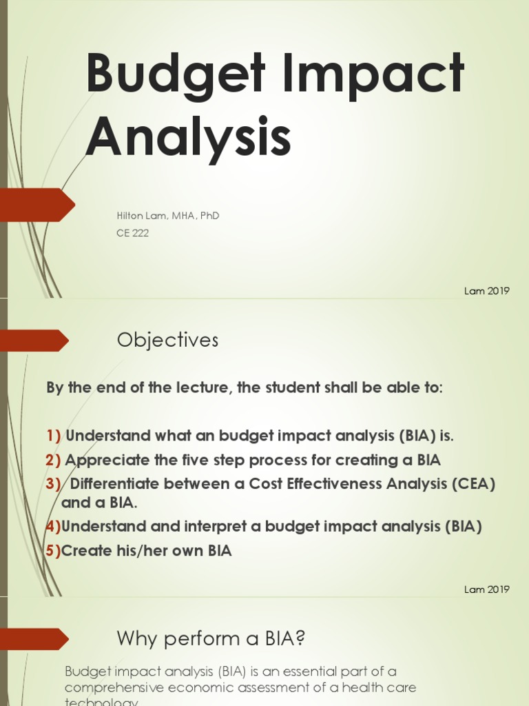 Budget Impact Analysis: Hilton Lam, Mha, PHD Ce 222 | PDF | Cost ...