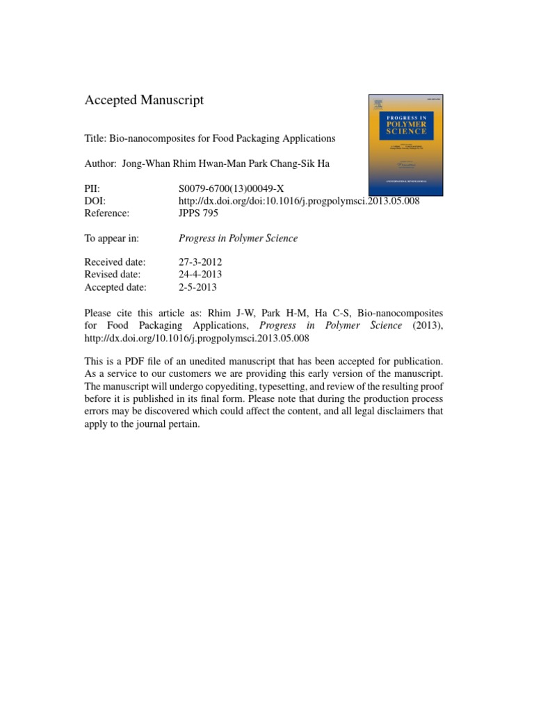 Bio-Nanocomposites For Food Packaging Applications-1 | PDF ...