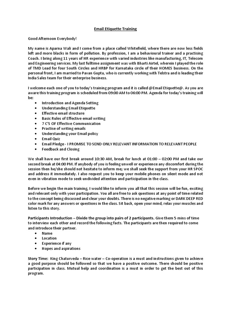 AW Final KP 24-7 Email Etiquette Training | PDF | Email Spam | Paragraph