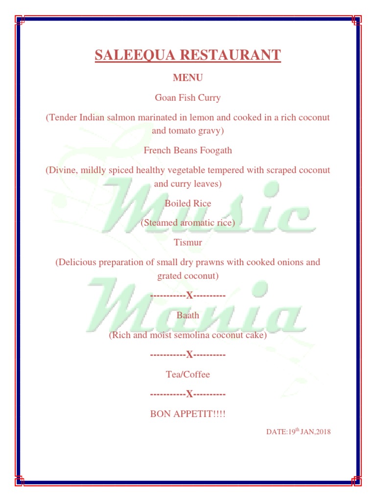 Joseph Menu Card | PDF