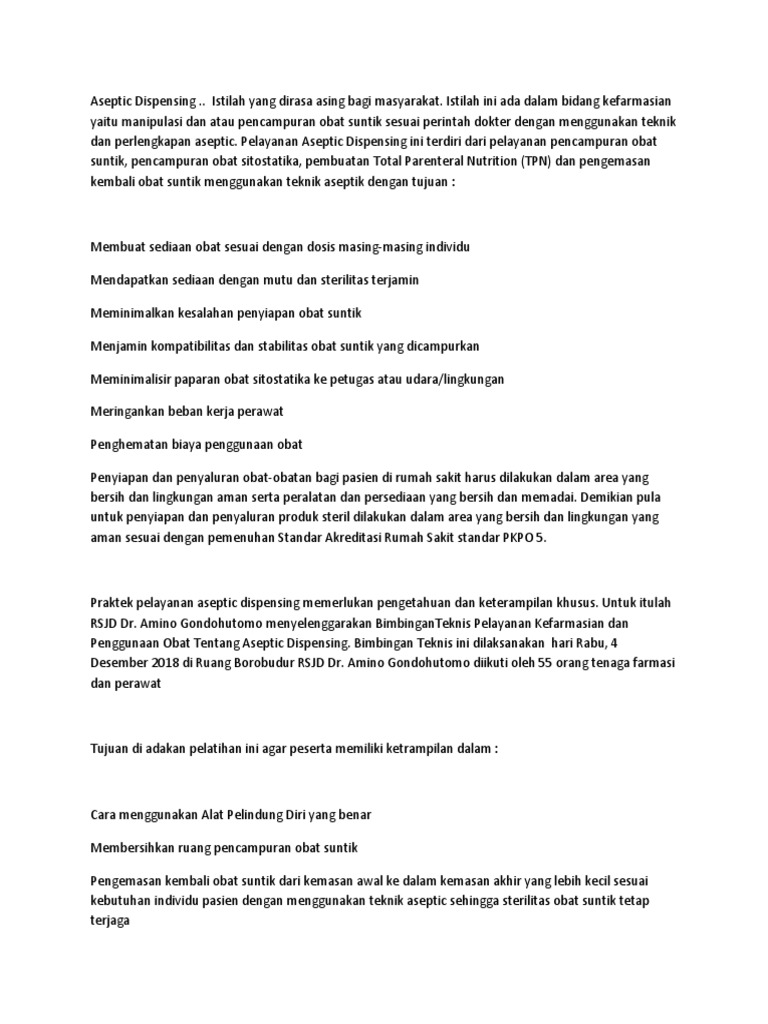 Aseptic Dispensing | PDF