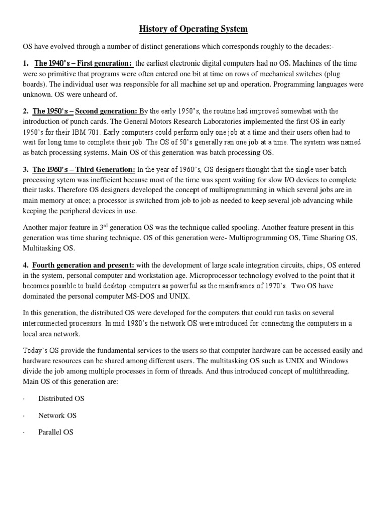 History of Operating System | PDF | Operating System | Digital Electronics
