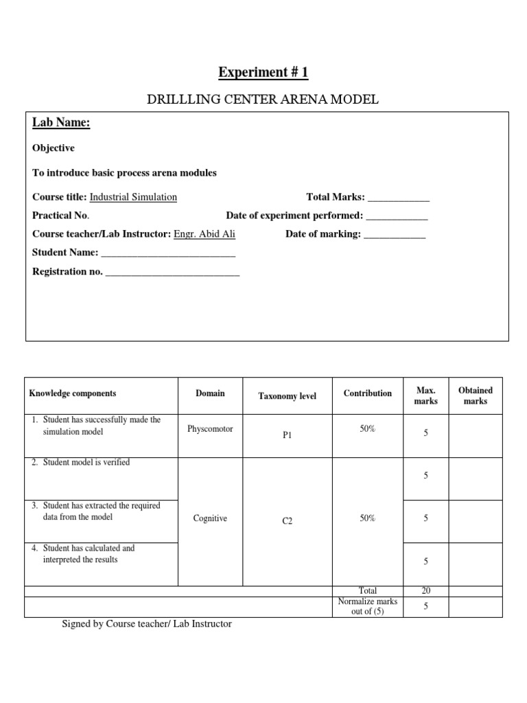 Drillling Center Arena Model: Experiment # 1 | PDF | Simulation ...