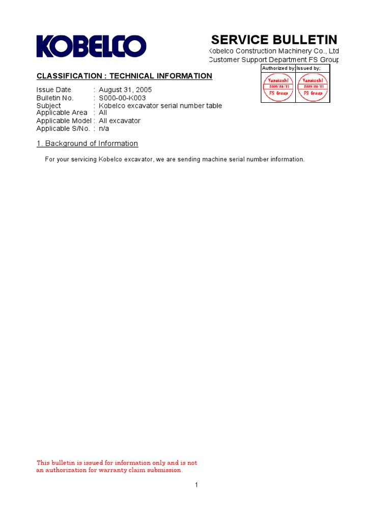 Kobelco Excavator Serial Number Guide | PDF | Nature