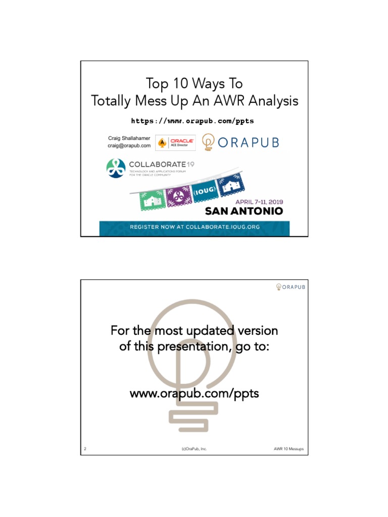 10 Ways To Mess Up Your AWR Analysis PDF | PDF | Oracle Database | Data Management Software