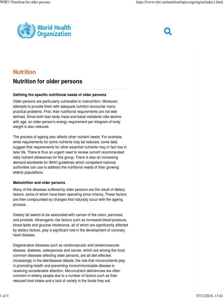 Nutrition: Nutrition For Older Persons | PDF | Cardiovascular Diseases ...