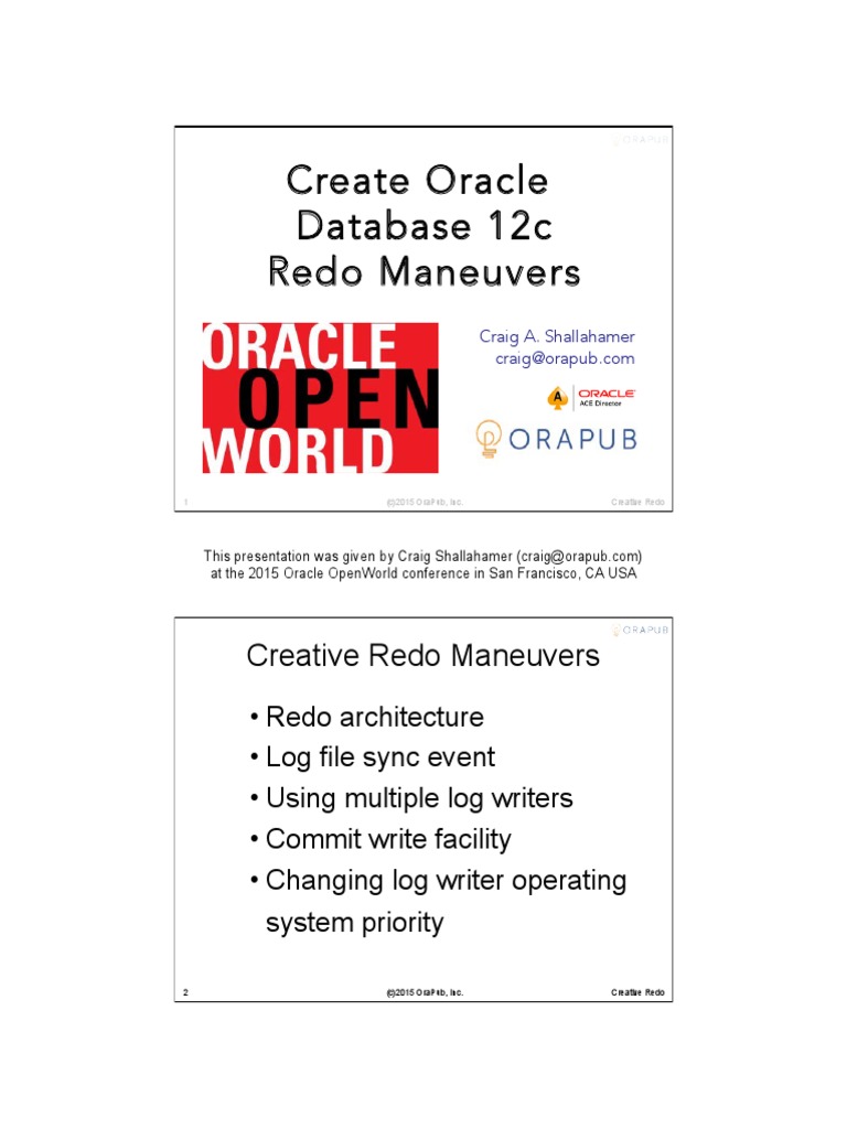Maximizing Oracle Database 12c Redo Performance Through Creative Redo Maneuvers | PDF | Oracle ...