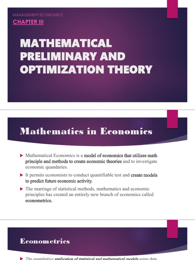 Mathematical Preliminary and Optimization Theory | PDF | Economics | Mathematical Model