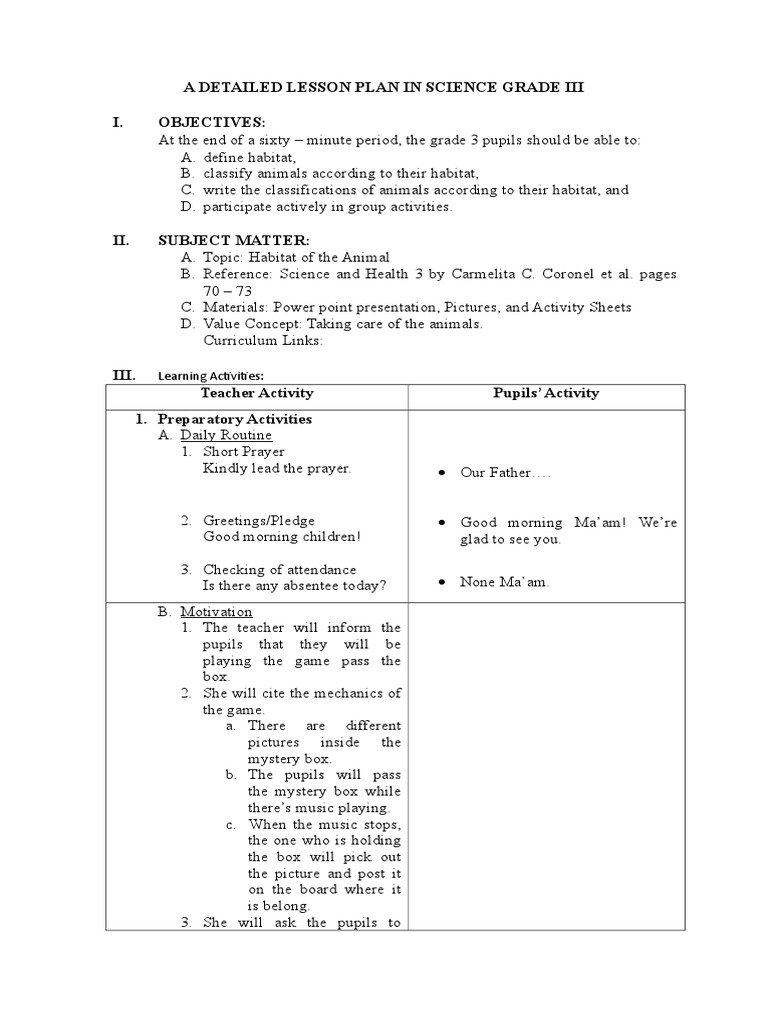 A Detailed Lesson Plan in Science Grade Iii | PDF | Grassland | Pond