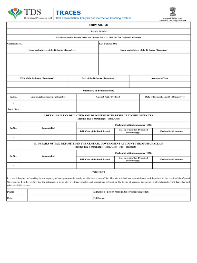 Form 16 B | PDF | Income Tax In India | Services (Economics)