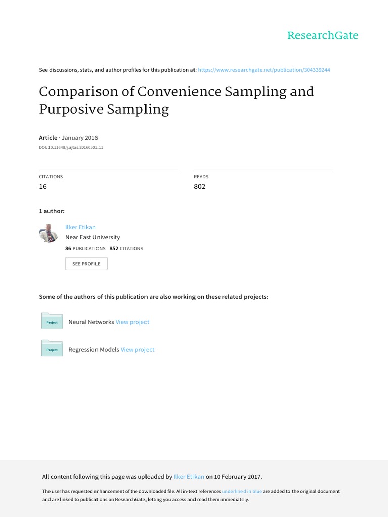 Comparison of Convenience Sampling and Purposive Sampling: January 2016 ...