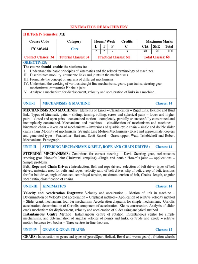 Kom Autonomous Syllabus | PDF | Gear | Belt (Mechanical)