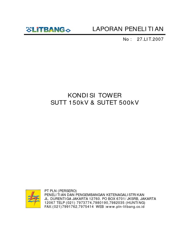 Kondisi Tower Sutt 150 KV & Sutet 500 KV | PDF